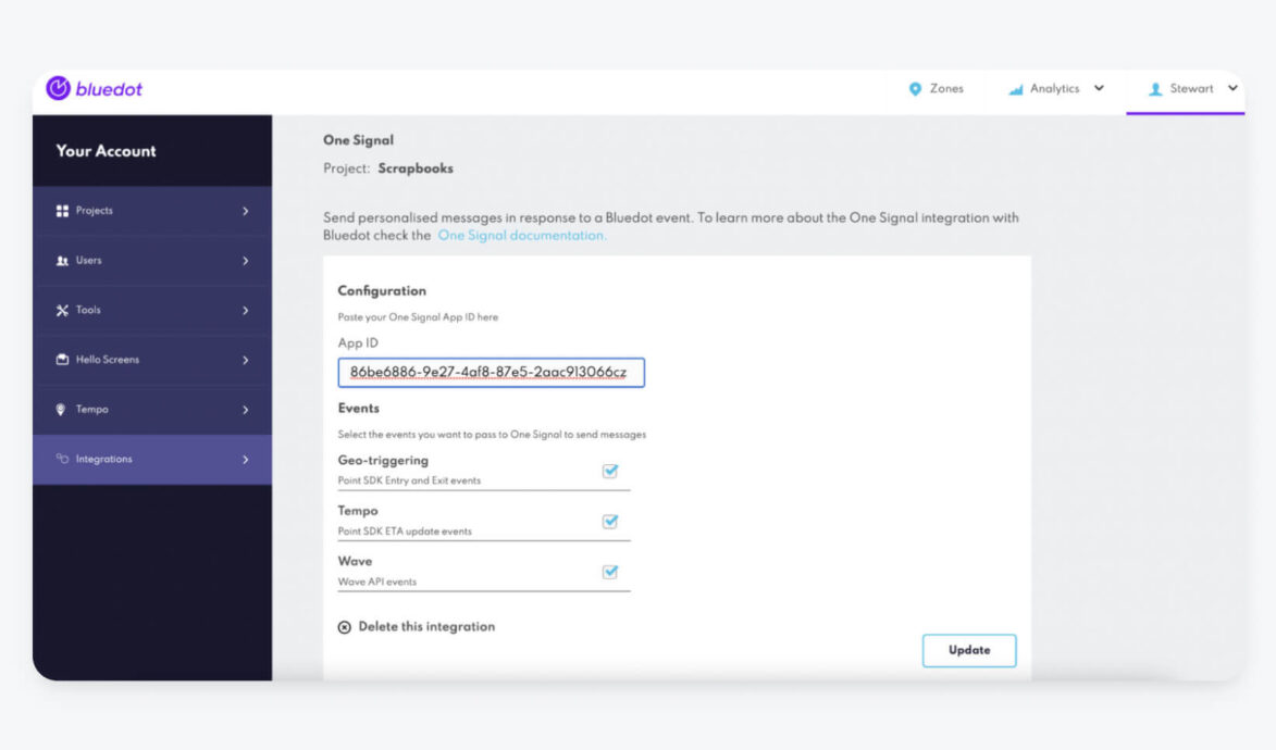 How to Add Bluedot Integration - OneSignal - OneSignal